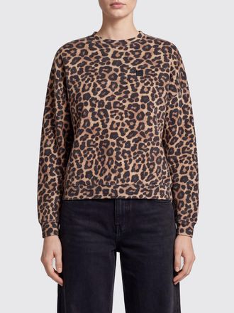 Anine Bing Baumwoll-Sweatshirt mit Rundhalsausschnitt und durchgehendem Animal-Print