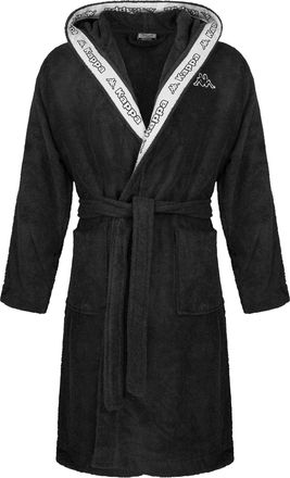 Kappa Unisex Bademantel mit Kapuze 100% Baumwolle Gr. S-4XL, Farbe:Schwarz, Bekleidungsgröße:XXXL