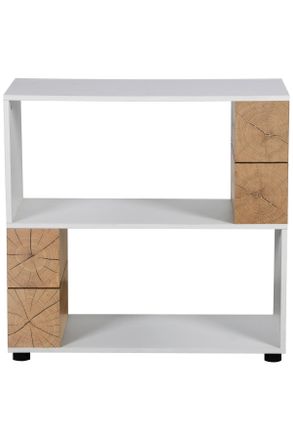 MID.YOU Mid.you Regal, Wei&szlig;, Eiche, Holzwerkstoff, 3 F&auml;cher, 80x77.5x40 cm, Bsci, Wohnzimmer, Regale, B&uuml;cherregale