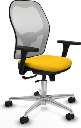 Piqueras y Crespo B&uuml;rostuhl mit 3D-Armlehnen, h&ouml;henverstellbare Lendenwirbelst&uuml;tze, ausgestattet mit Syncro/Translack und Schaumstoff, Rollen 65 mm, Nylon, Wei&szlig;/Gelb