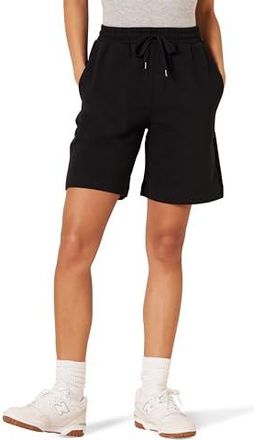 Amazon Essentials Bermuda taille haute en polaire (grandes tailles disponibles) Femme, Noir, XXL
