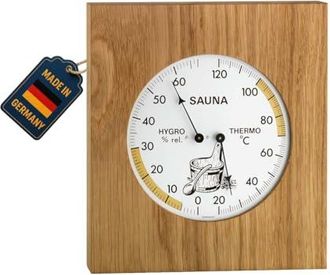 TFA Dostmann Analoges Sauna-Thermo-Hygrometer, mit Eichenrahmen, hitzebeständig, (L) 180 x (B) 45 x (H) 200 mm