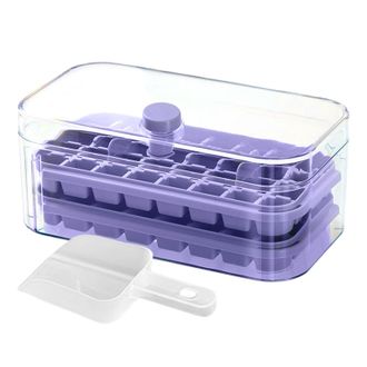 Generico Eisw&uuml;rfelform mit Deckel | Form f&uuml;r Eisbl&ouml;cke mit 64 Gittern mit 2 Schichten und leicht zu &ouml;ffnender Presse - Gefrierfach mit gro&szlig;er Kapazit&auml;t - f&uuml;r W