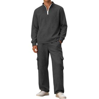 Generic Surv&ecirc;tement De Sport Pour Hommes, Sweat &Agrave; Capuche &Agrave; Manches Longues Et Pantalon Ensemble De 2 Pi&egrave;ces, Baggy Et Confortable, Tenue De Jogging Decontrac