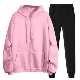 Generic Ensemble de survêtement 2 pièces pour femme - Petite taille - Fermeture éclair intégrale - Confortable - Polyvalent - Survêtement de sport - Tenue de 