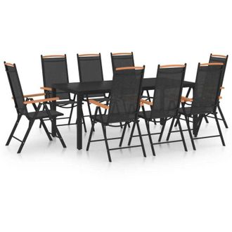 vidaXL 9-tlg. Garten-Essgruppe Aluminium Schwarz Vidaxl