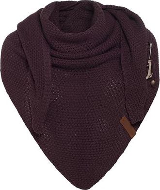 Knit Factory Coco Châle Tricoté - Foulard Triangle - Foulard femme pour lautomne et lhiver - Écharpe Femme - Châle Femme - 100% Fabriqué en Europe - Aubergine - 19