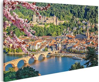 Islandburner Prime Bild auf Leinwand Heidelberg Schloss und Alte Br&uuml;cke im Fr&uuml;hling Bilder Wandbilder Poster