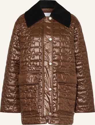 Ganni Oversized-Steppjacke braun