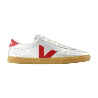Veja Silberne Leder Volley Sneakers - - Shoes - Damen - Grau - 38 EU
