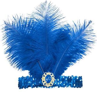 Generic Bandeaux &agrave; plumes pour femme - Accessoire de f&ecirc;te &agrave; plumes - Pour f&ecirc;te discoth&egrave;que, bal de fin dann&eacute;e, carnaval, carnaval - Bleu - Taille unique