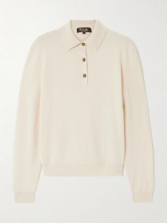 Loro Piana Pull Façon Polo En Cachemire - Blanc