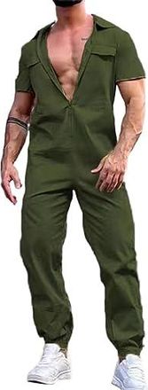 Generic Combinaison de travail d&eacute;contract&eacute;e &agrave; fermeture &eacute;clair pour homme, Vert, XXL