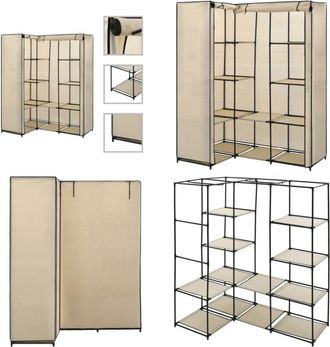 vidaXL Eckkleiderschrank Creme 130 x 87 x 169 cm - Eckkleiderschrank - Kleiderschrank - Garderobe - Textilschrank - Raumsparsamkeit - Home & Living