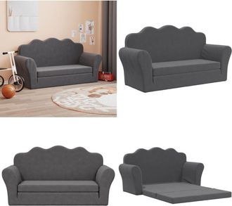 vidaXL Vidaxl - Canap&eacute;-lit pour enfants 2 places anthracite peluche douce - Canap&eacute; Enfant - Canap&eacute; Lit Enfant - Mobilier B&eacute;b&eacute; - Meubles Enfant - Fauteuil