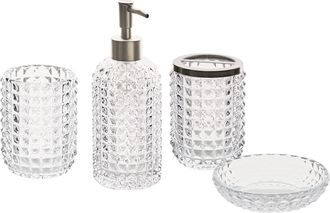 Beliani Badezimmer Set 4-teilig Glas transparent glamouröser und eleganter Stil Tapia