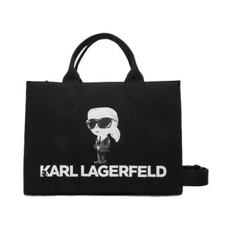 Karl Lagerfeld Ikon Aquarelle Canvas Tote - - Bags - Damen - Schwarzk - ONE SIZE