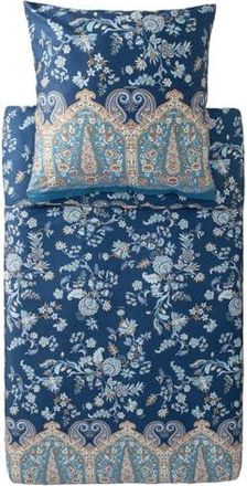 Bassetti Indian Roses Bettw&auml;sche + 2 Kissenh&uuml;llen aus 100% Baumwollsatin in der Farbe BLAU B2, Ma&szlig;e: 200x200 + 2 K 80x80 cm - 9333274