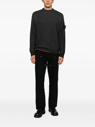 Stone Island Ribbed Wool Blend Sweater - Black
