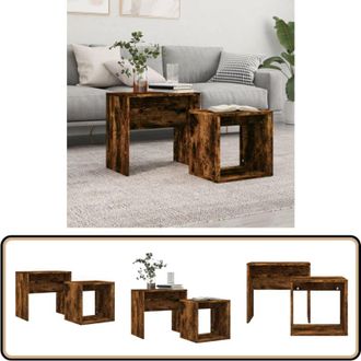 vidaXL Vidaxl - Satztische 2 Stk. R&auml;uchereiche Holzwerkstoff - Couchtisch - Set - Holztisch - Wohnzimmerschmuck - Sideboard