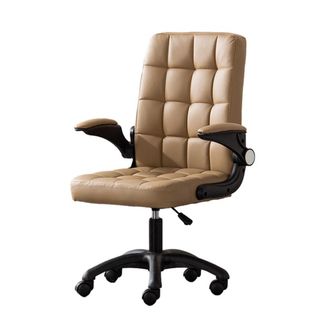 Generic Verstellbarer B&uuml;rodrehstuhl Aus Leder Mit Ergonomischer Unterst&uuml;tzung for Schlafzimmer, B&uuml;ro Oder Schminktisch(Khaki)
