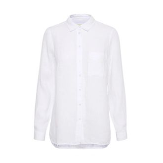 Part Two Wei&szlig;e Leinenbluse mit Kn&ouml;pfen - - Blouses & Shirts - Damen - Wei&szlig; - 3XL