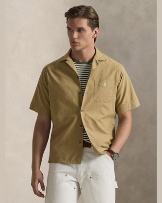 Ralph Lauren Kurzarmhemd mit Logo-Aufn&auml;her und Resort-Kragen, Classic Fit in