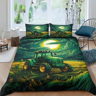 Generic Traktor Bettwäsche 135X200 cm Bettwäsche Bettbezug Set Und 80X80 cm Kissenbezug, 3D Bettwäsche,Für Jugendliche Mädchen Teenager - Anti-Allergie Anti-F