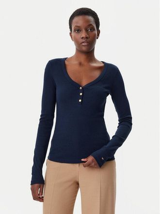 Tommy Hilfiger Bluse Henley WW0WW43905 Dunkelblau Slim Fit