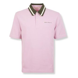 Marni Homme, Tops, Rose, Taille: S Polo &agrave; rayures et logo imprim&eacute; sur le col