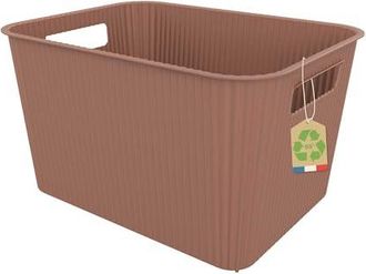Sundis Vibes, panier de rangement plastique, marron moka, 14L, avec poign&eacute;es, empilable, id&eacute;al pour petits objets et accessoires de la salle de bain, la cham