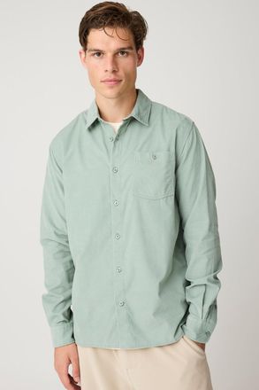 Knowledge Cotton Apparel Herren vegan Hemd Regular Passform Cord Lily Pad Green