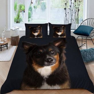 Generic Bettwäsche Tierhund 200X200 cm Bettwäsche Set Weich Allergiker Mikrofaser Bettbezug Mit Reisverschluss Und 2 Kissenbezug 80X80 cm Für Kinder Erwachsen