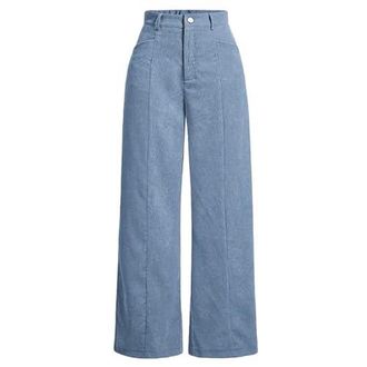 Generic Pantalon Habill&eacute; Bleu Marine Femme Velours Chic Fitness Straight D&eacute;tente Effet Ventre Soldes Japonais Cheville Transformable Femmes Palazzo Am&eacute;ricaine