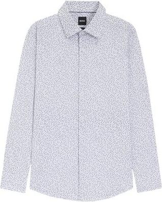HUGO BOSS Chemise Hank &agrave; motif en coton m&eacute;lang&eacute;