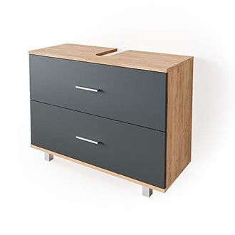 Vicco Meuble sous Vasque Simple Ilias, Ch&ecirc;ne de Force dor&eacute;/Anthracite, 80 x 60.8 cm