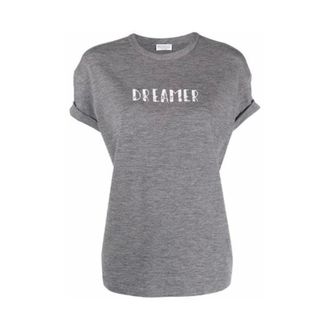 Brunello Cucinelli Femme, Tops, Gris, Taille: 42 FR Elastane Stretch T-Shirt