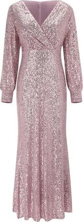 Generic Robe longue de plage pour femme - Imprim&eacute; &eacute;paule - Robe longue &eacute;vas&eacute;e - Grande taille, rose, XXL