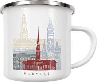 artboxONE Emaille Tasse Harvard Skyline von Paul Rommer - Emaille Becher Städte