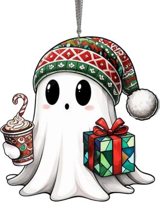 Generic Tierornamente f&uuml;r Weihnachtsbaum, Sonnenf&auml;nger f&uuml;r Weihnachten | Panda Ghost Raccoon Acryl Einzigartige Weihnachtsbaum-Ornamente, einzigartige Weihnac