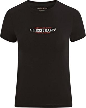 Guess Femme, Tops, Noir, Taille: 36 FR T-shirt Slim American Tradition