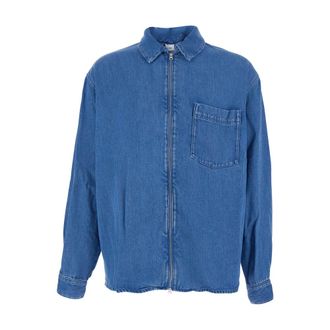 Won Hundred Homme, Chemises, Bleu, Taille: L Zayne Denim Zip Shirt