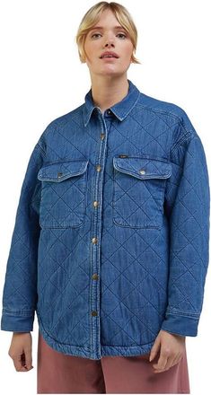 Lee Damen Quilted Overshirt Shirt, Mid Cascade, XL