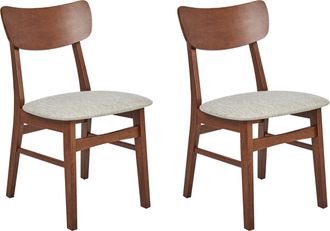 Beliani Esszimmerstuhl 2er Set Holz braun/beige Taupe Stoffbezug ohne Armlehnen Anoka
