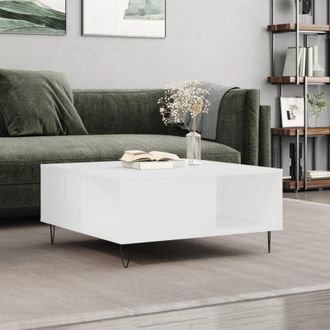 vidaXL Table basse blanc 80x80x36,5 cm bois ding&eacute;nierie