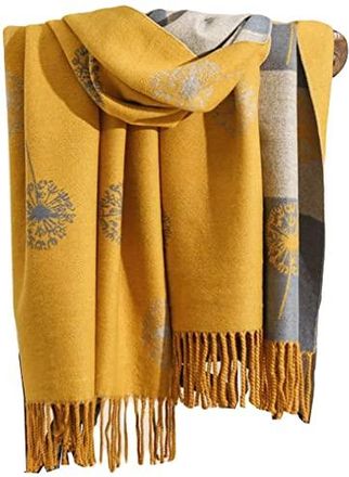 GFM Châle très doux en texture cachemire pour lautomne et lhiver - Pissenlit -Dlshl-mtd-moutarde