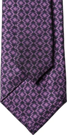Dolce & Gabbana Purple Patterned Silk Adjustable Men Necktie Tie