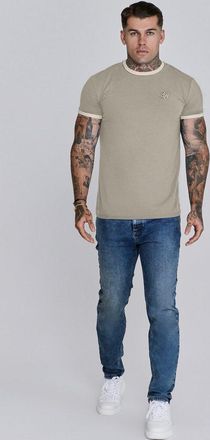 Siksilk T-Shirt SikSilk Herren Stone and Ecru Ringer T-Shirt