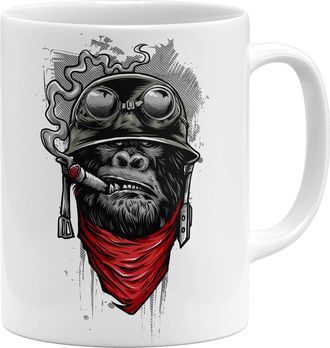 OM3 Gorilla-of-Duty - Kaffee-Tasse - Keramik Becher - 11oz 325ml - Beidseitig Bedruckt - Weiss