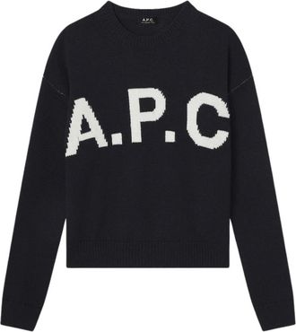 A.P.C. A.p.c., Femme, Pulls, Bleu, Taille: 40 FR Logo Jumper